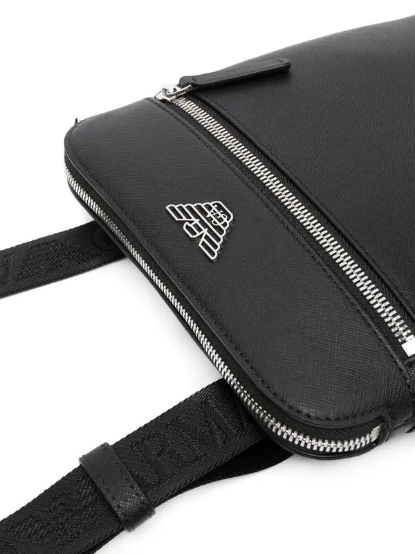Emporio Armani Leather Crossbody Bag With Logo Strap