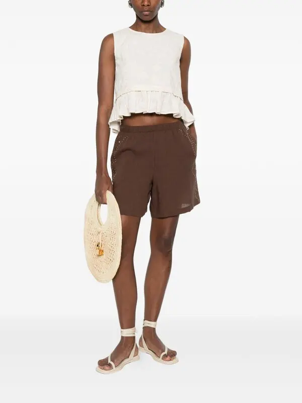 VENUJA Embellished Beach Shorts - Marrone