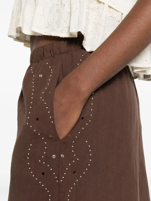 VENUJA Embellished Beach Shorts - Marrone