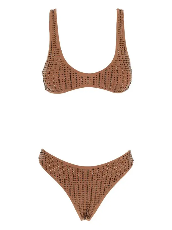 VENUJA Embellished Bikini Set - Marrone Chiaro