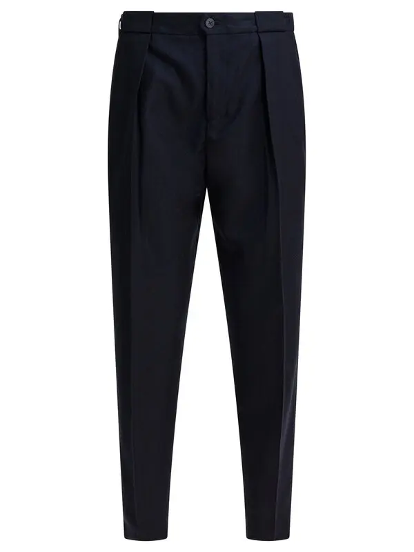 BRIGLIA 1949 Wool Cashmere Pinstriped Slim Fit Trousers - Blue
