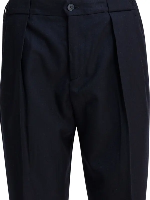 BRIGLIA 1949 Wool Cashmere Pinstriped Slim Fit Trousers - Blue