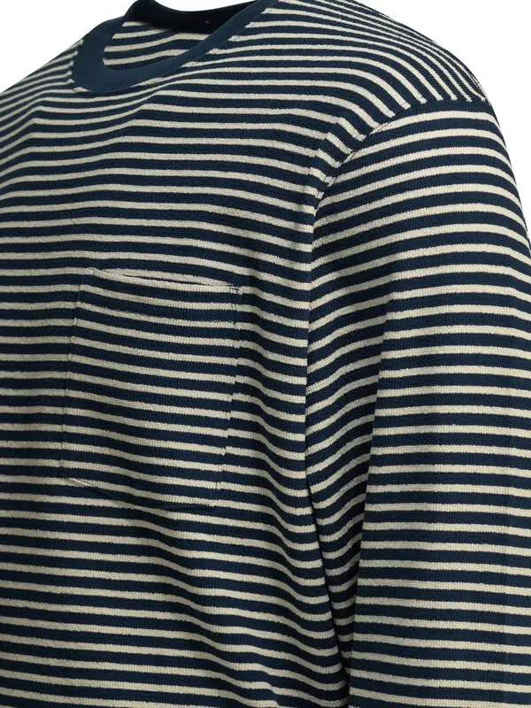 BEAMS Striped Cotton Crewneck T-shirt
