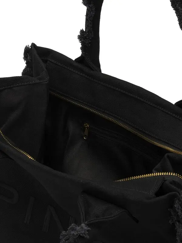 Pinko Tote Bag With Frayed Trim - Black