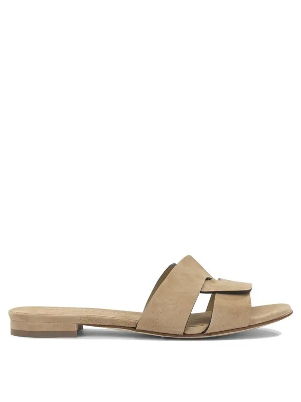 SERGIO LEVANTESI Aria Leather Slides - Beige