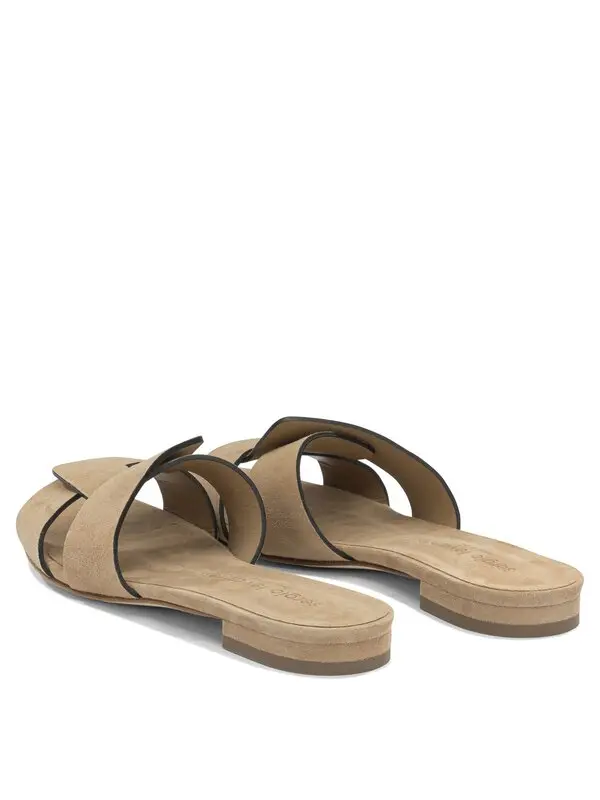 SERGIO LEVANTESI Aria Leather Slides - Beige