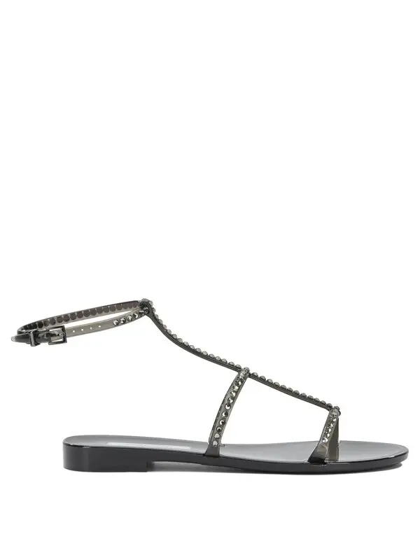 Menghi James Jelly" Embellished Flat Sandals - Black