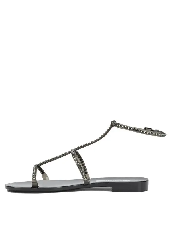 Menghi James Jelly" Embellished Flat Sandals - Black