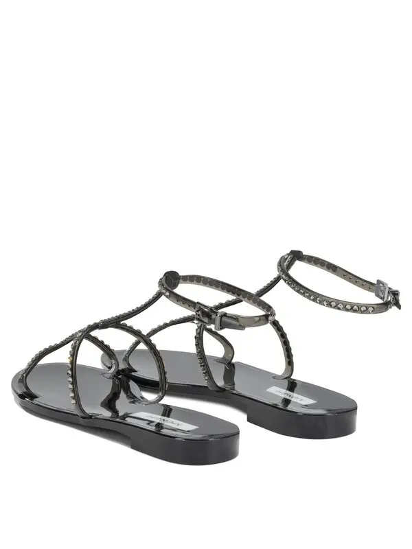 Menghi James Jelly" Embellished Flat Sandals - Black