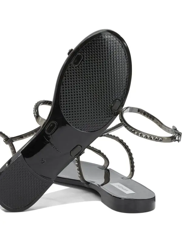 Menghi James Jelly" Embellished Flat Sandals - Black