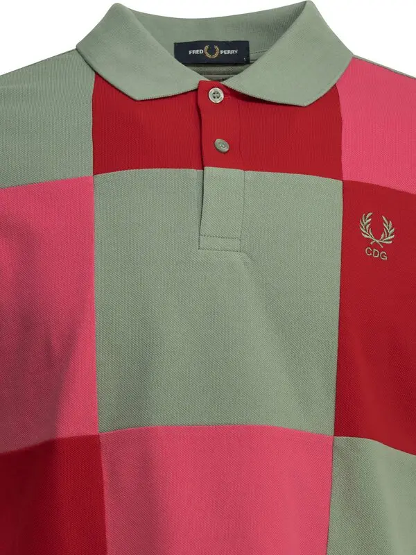 Comme Des Garçons X Fred Perry Color Block Button-down Polo Shirt - Multicolor