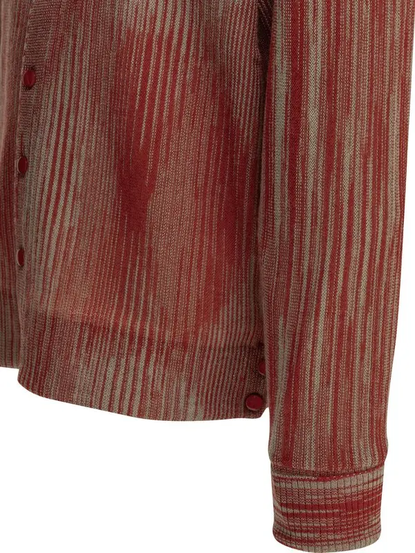 Needles Striped Mohair Blend Cardigan - Red