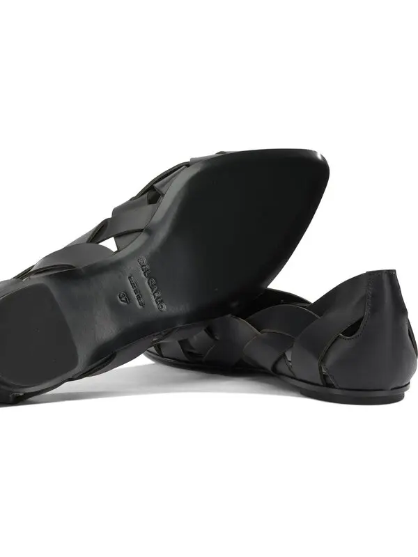 DEL CARLO Woven Leather Ballerinas - Black
