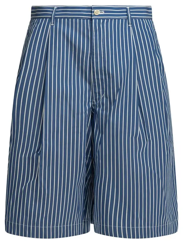 Comme Des Garçons Striped Cotton Pleated Shorts