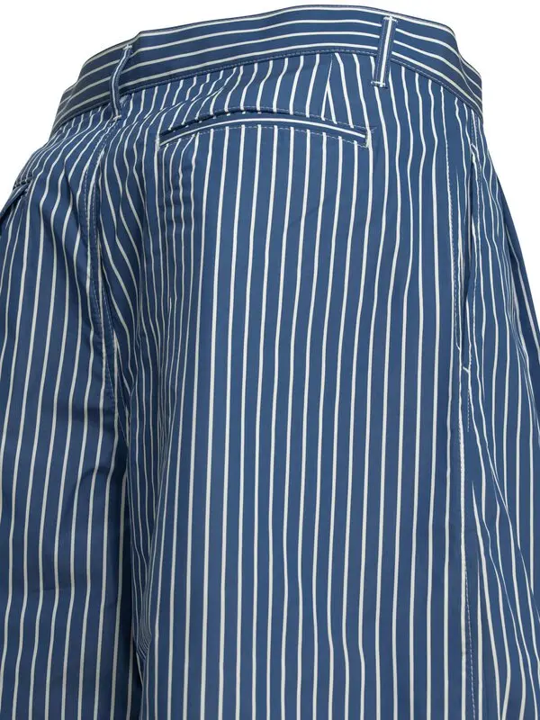 Comme Des Garçons Striped Cotton Pleated Shorts
