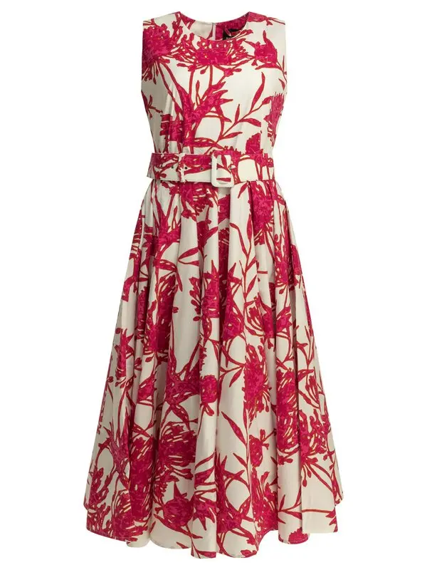 Samantha Sung Printed Belted Midi Dress