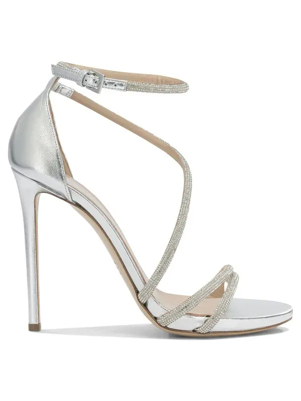 NINALILOU Embellished Leather High Heel Sandals