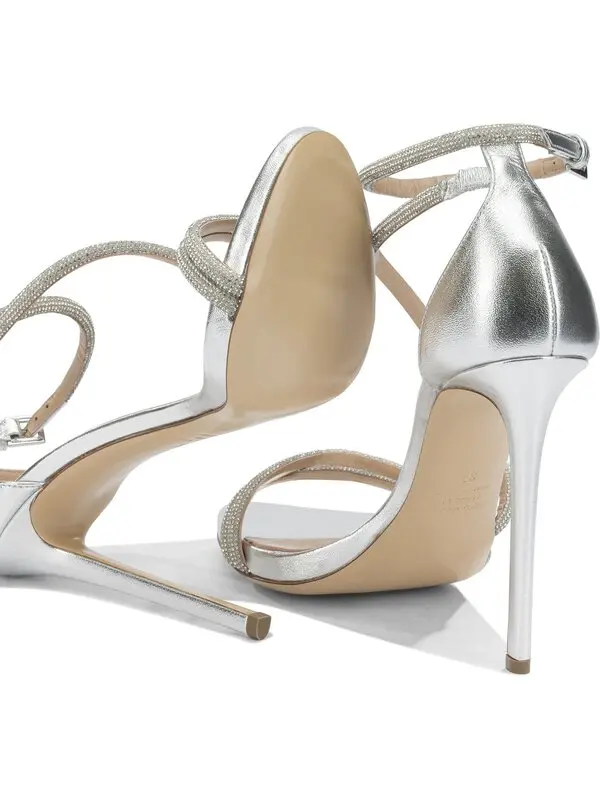 NINALILOU Embellished Leather High Heel Sandals