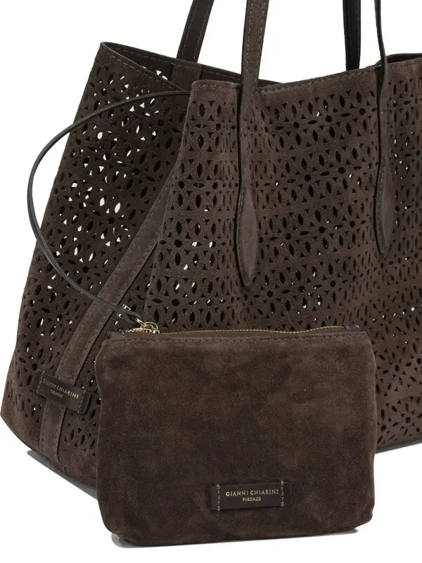 GIANNI CHIARINI Perforated Leather Tote - Brown