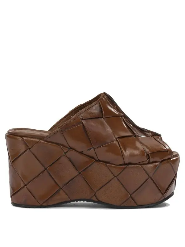 PONS QUINTANA Woven Leather Platform Sandals
