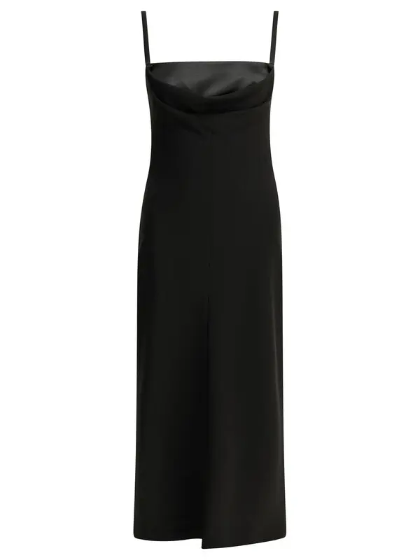 Max Mara Sheath Midi Dress With Draped Neckline - Black