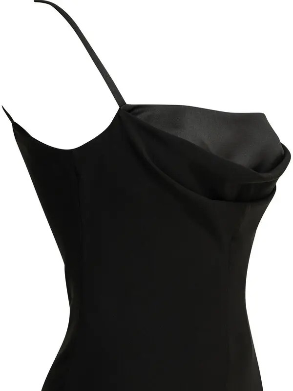 Max Mara Sheath Midi Dress With Draped Neckline - Black