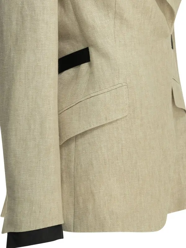 Max Mara Linen Double-breasted Blazer With Asymmetrical Closure - Beige