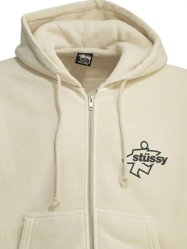 StÜssy Zip-up Hoodie With Graphic Logo - White