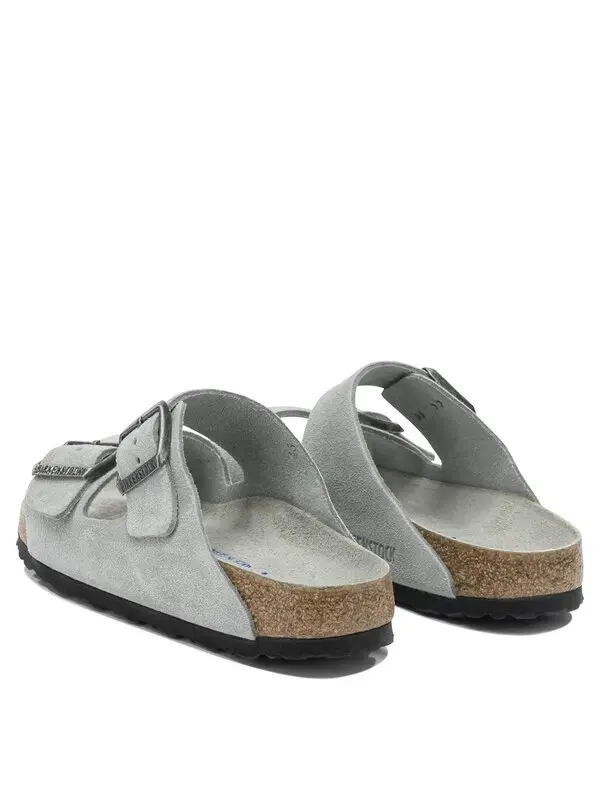 BIRKENSTOCK Arizona Suede Sandals With Metal Buckles - Grey