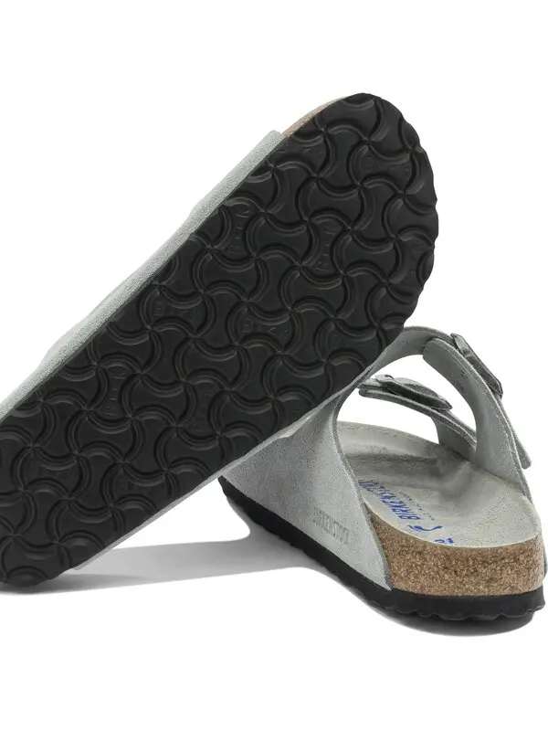 BIRKENSTOCK Arizona Suede Sandals With Metal Buckles - Grey