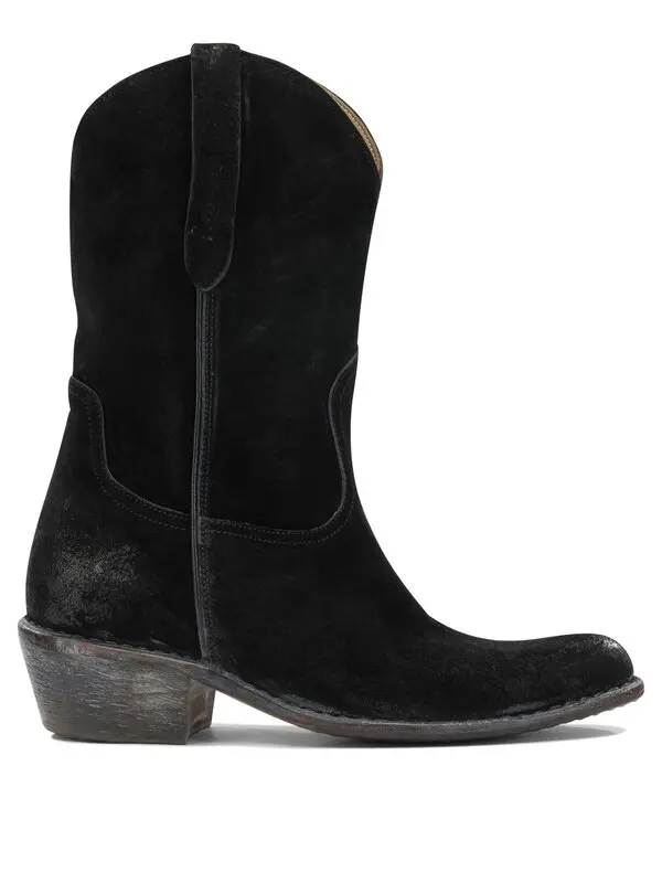 Moma Dallas Suede Cowboy Boots - Black