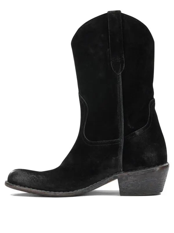 Moma Dallas Suede Cowboy Boots - Black