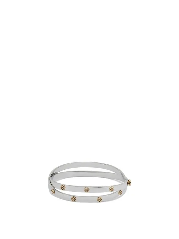 Tory Burch Stacked Logo Bangle Set - Silver