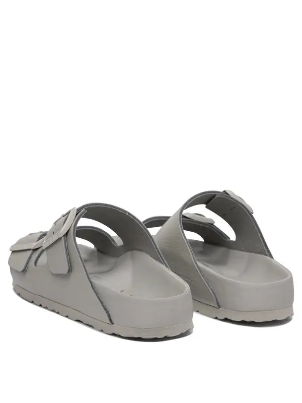 BIRKENSTOCK Arizona Leather Flat Sandals With Adjustable Straps - Grey