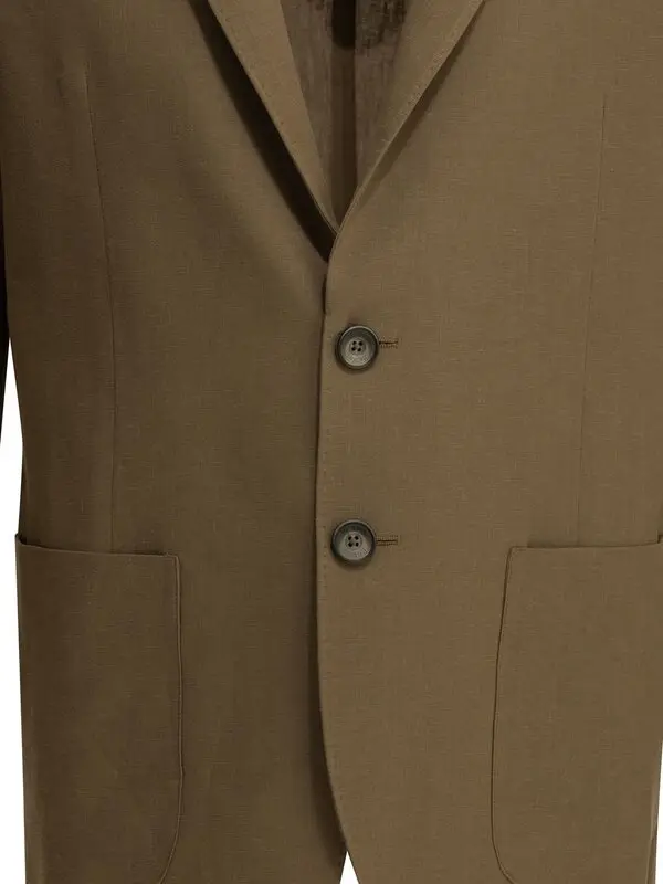 Herno Linen Blend Blazer With Notched Lapel