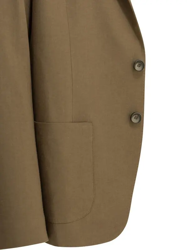 Herno Linen Blend Blazer With Notched Lapel