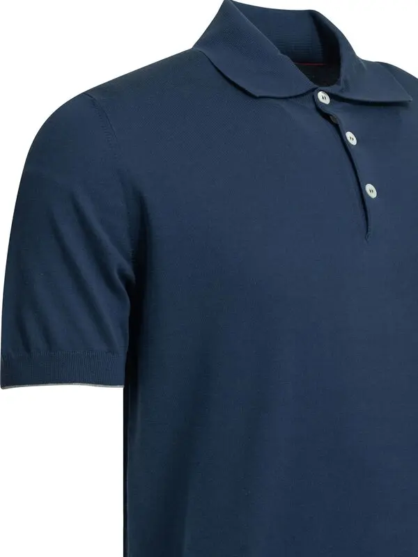 Brunello Cucinelli Polo Shirt With Buttons - Blue