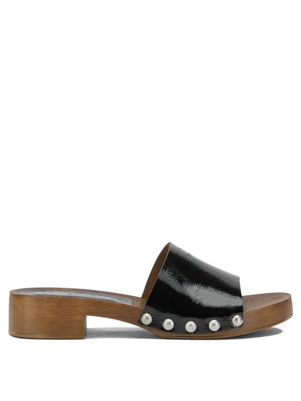 SUMMERY COPENHAGEN Cow Leather Sandals With Stud Detailing - Black