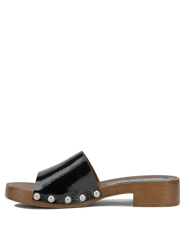 SUMMERY COPENHAGEN Cow Leather Sandals With Stud Detailing - Black