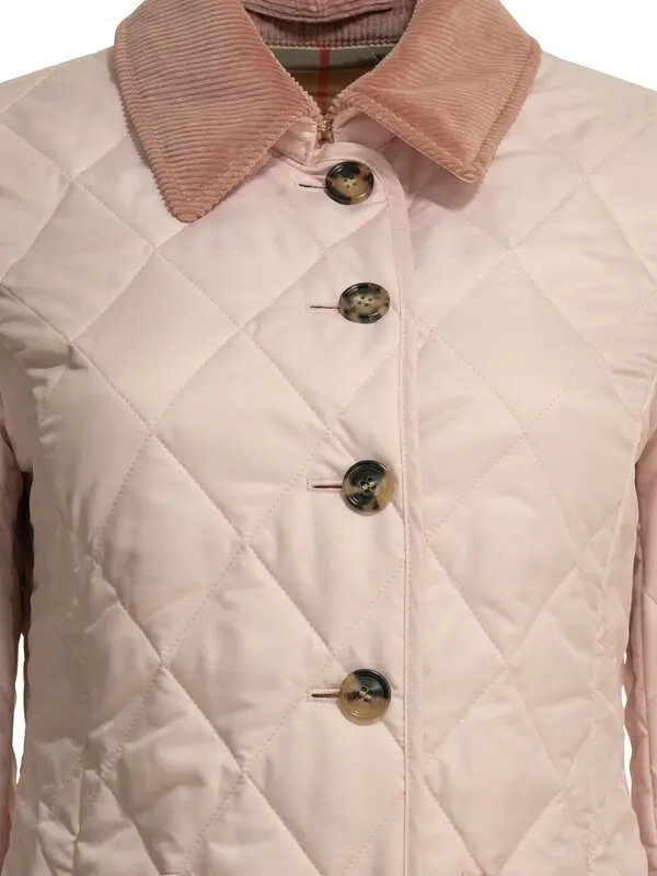 Burberry Quilted Jacket With Corduroy Collar - Pink