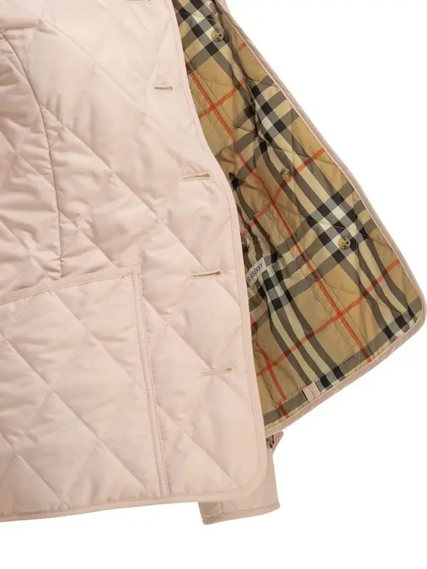 Burberry Quilted Jacket With Corduroy Collar - Pink
