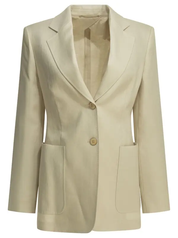 Max Mara Linen Diagonal Fabric Single-breasted Blazer