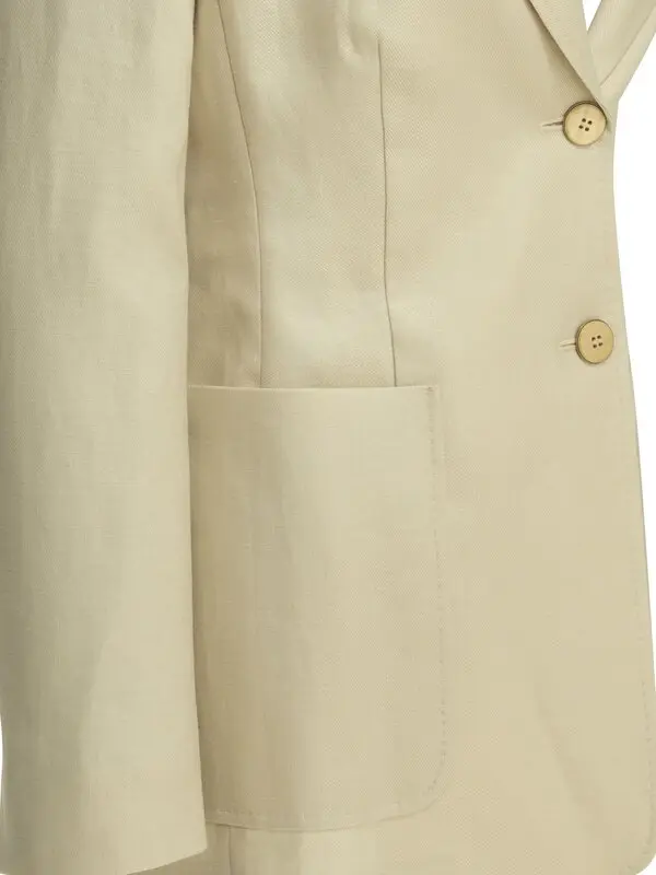 Max Mara Linen Diagonal Fabric Single-breasted Blazer