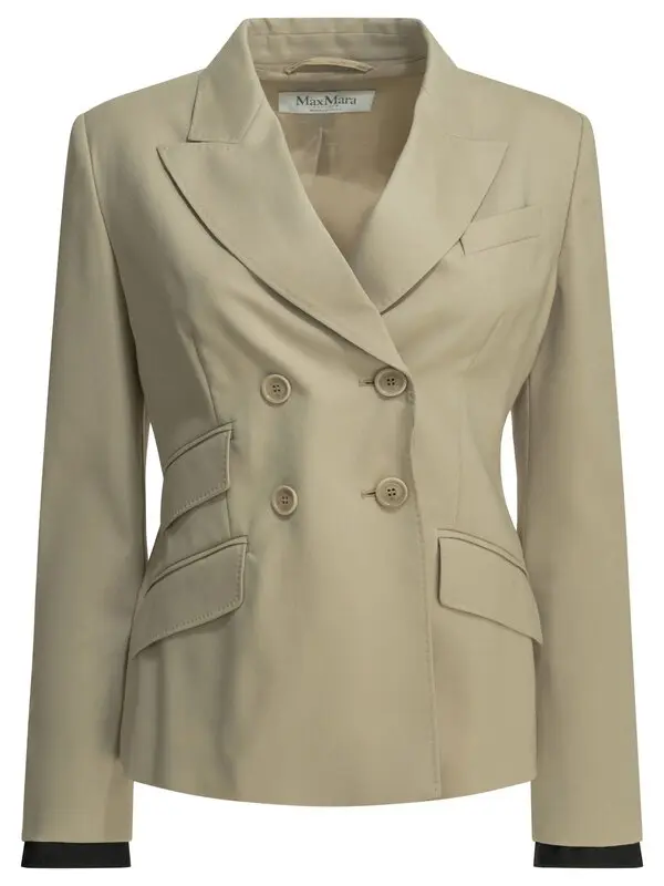 Max Mara Double Breasted Peak Lapel Wool Blend Blazer