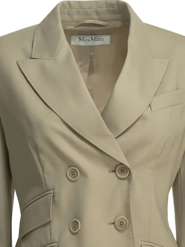 Max Mara Double Breasted Peak Lapel Wool Blend Blazer