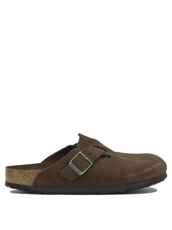 BIRKENSTOCK Boston Suede Sabot With Adjustable Buckle - Brown