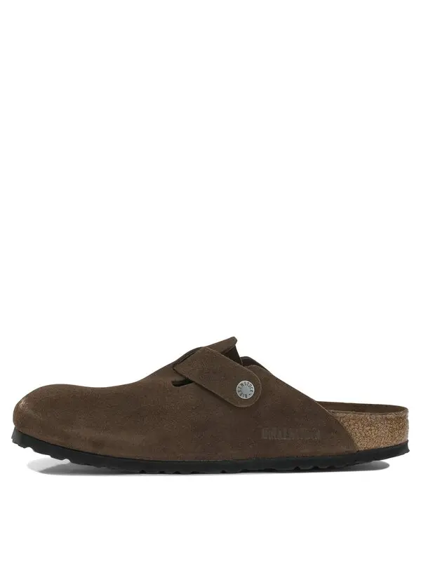 BIRKENSTOCK Boston Suede Sabot With Adjustable Buckle - Brown