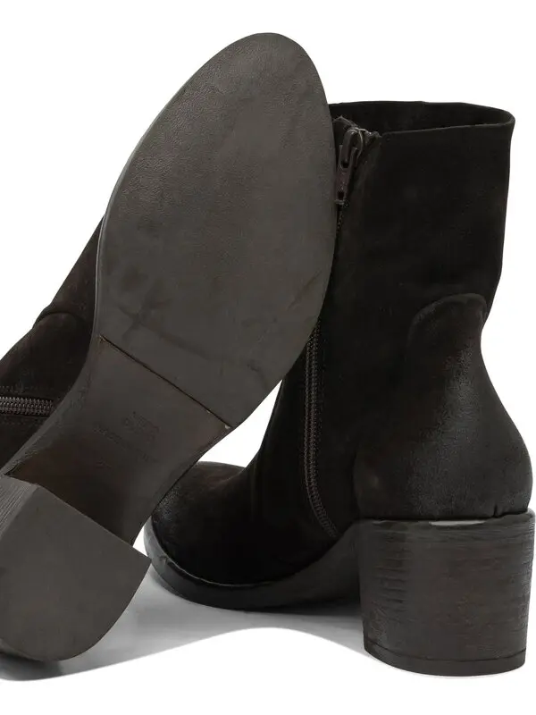STRATEGIA Leather Ankle Boots With Block Heel
