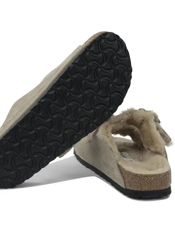 BIRKENSTOCK Arizona Shearling Low Sandals - Grey