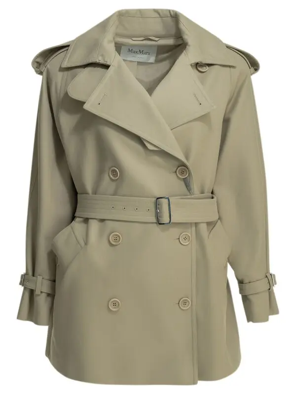 Max Mara Double-breasted Cotton Belted Cape Jacket - Beige